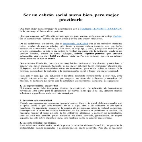 Ser un cabrón social suena bien, pero mejor practicarlo | DOCX