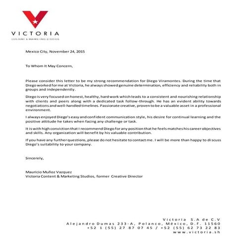 Recommendation Letter Victoria | DOCX