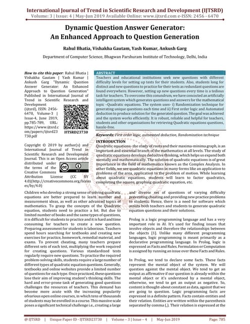 Dynamic Question Answer Generator An Enhanced Approach to Question ... Dynamic Question Answer Generator An Enhanced Approach to Question ...