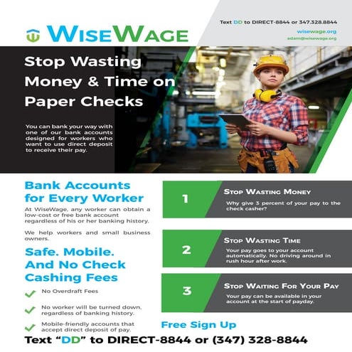 Breakroom poster to encourage workers to sign up for a bank account | PDF