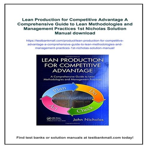 Lean Production for Competitive Advantage A Comprehensive Guide to Lean Methodologies and ...