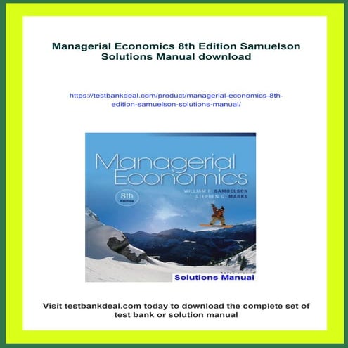 Managerial Economics 8th Edition Samuelson Solutions Manual | PDF