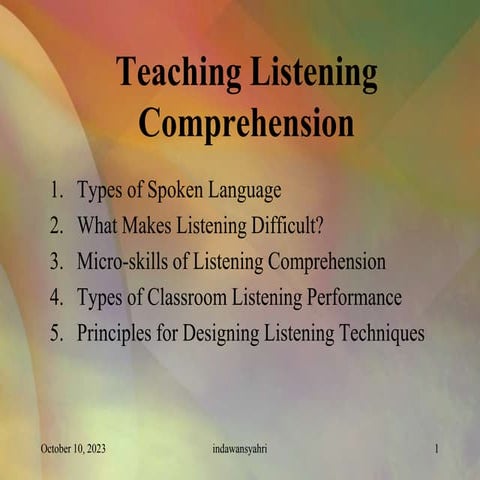Teaching of Listening and Speaking : Developing Listening and Speaking ...