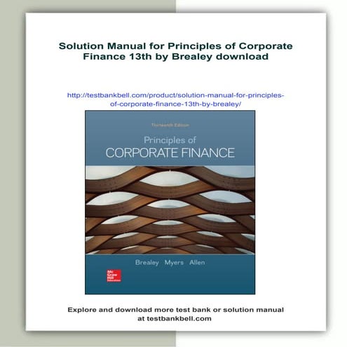 Solution Manual for Principles of Corporate Finance 13th by Brealey | PDF