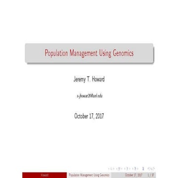 Dr. Jeremy Howard - Population Management Using Genomics (ROH) | PPTX ...