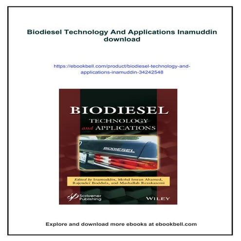 Biodiesel Technology And Applications Inamuddin | PDF