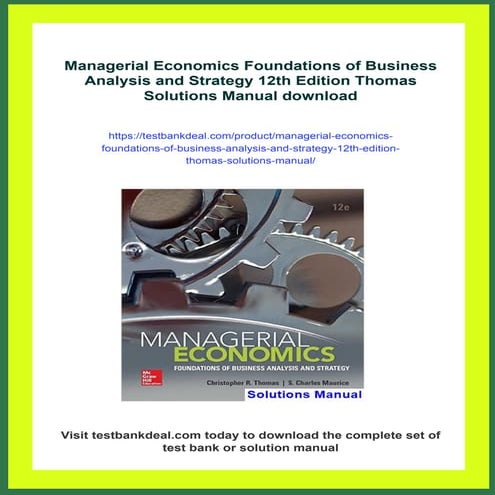 Managerial Economics Foundations of Business Analysis and Strategy 12th ...