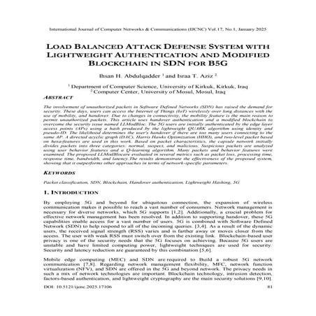 Load Balanced Attack Defense System with Lightweight Authentication and Modified Blockchain in ...