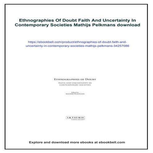 Ethnographies Of Doubt Faith And Uncertainty In Contemporary Societies ...