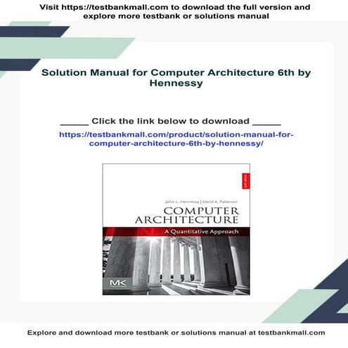 Solution Manual for Computer Architecture 6th by Hennessy | PDF