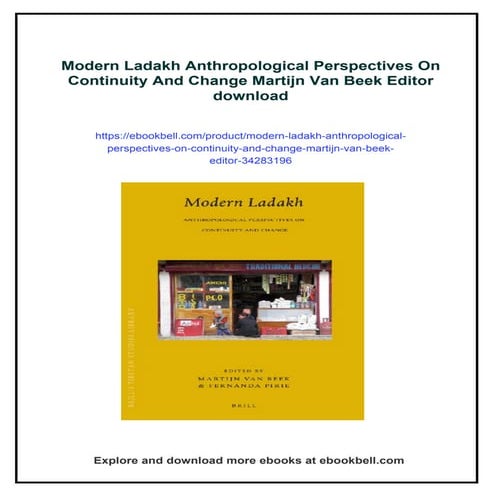 Modern Ladakh Anthropological Perspectives On Continuity And Change Martijn Van Beek Editor | PDF