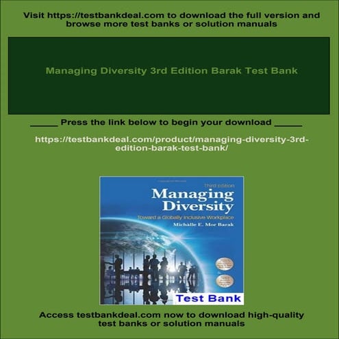 Managing Diversity 3rd Edition Barak Test Bank | PDF