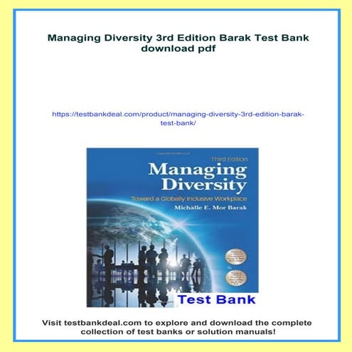 Managing Diversity 3rd Edition Barak Test Bank | PDF