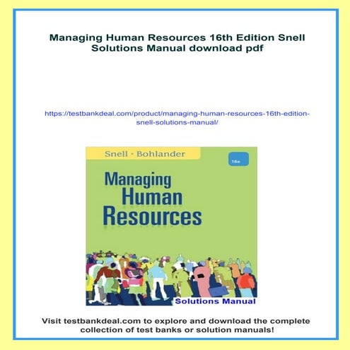 Managing Human Resources 16th Edition Snell Solutions Manual | PDF