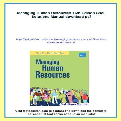 Managing Human Resources 16th Edition Snell Solutions Manual | PDF