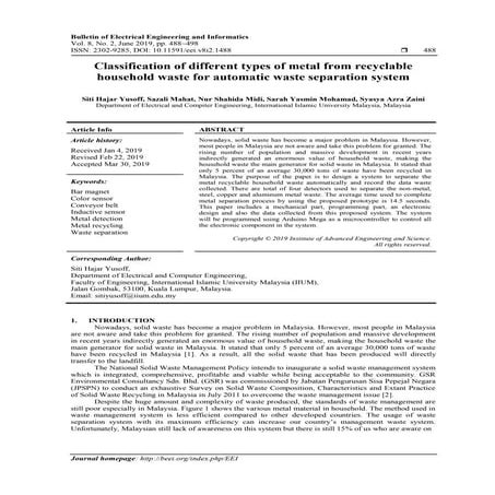 Classification of different types of metal from recyclable household ...