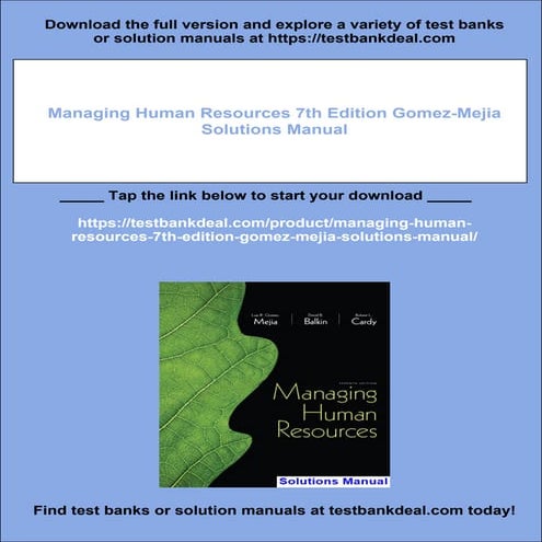 Managing Human Resources 7th Edition Gomez-Mejia Solutions Manual | PDF