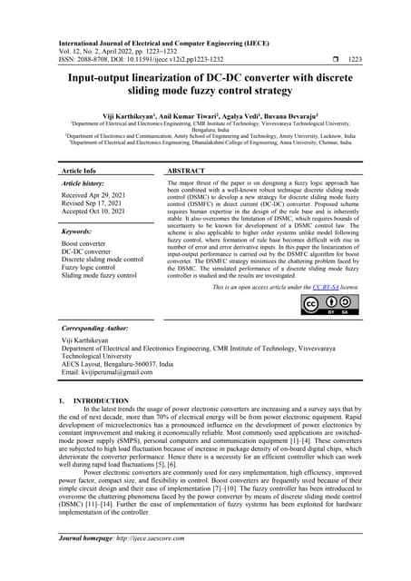 Input Output Linearization Of Dc Dc Converter With Discrete Sliding