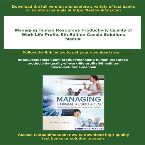 Managing Human Resources Productivity Quality of Work Life Profits 9th Edition Cascio Solutions ...