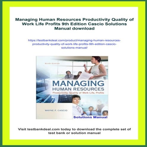 Managing Human Resources Productivity Quality of Work Life Profits 9th ...