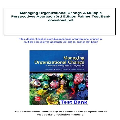 Managing Organizational Change A Multiple Perspectives Approach 3rd ...