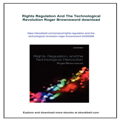 Rights Regulation And The Technological Revolution Roger Brownsword | PDF
