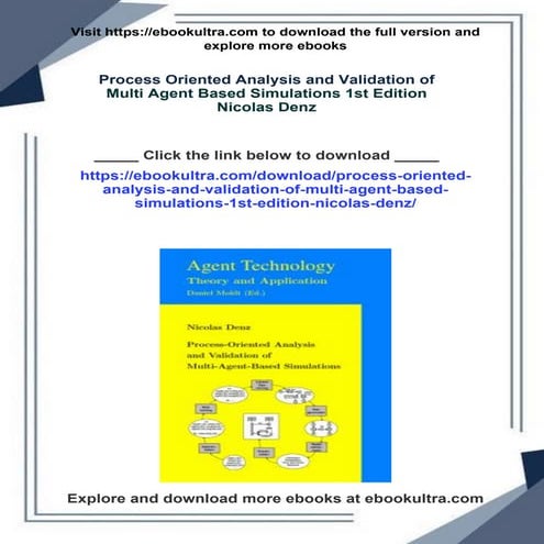Process Oriented Analysis and Validation of Multi Agent Based Simulations 1st Edition Nicolas ...
