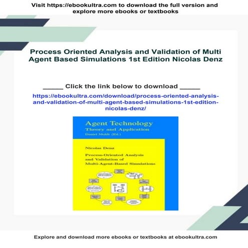Process Oriented Analysis and Validation of Multi Agent Based Simulations 1st Edition Nicolas ...