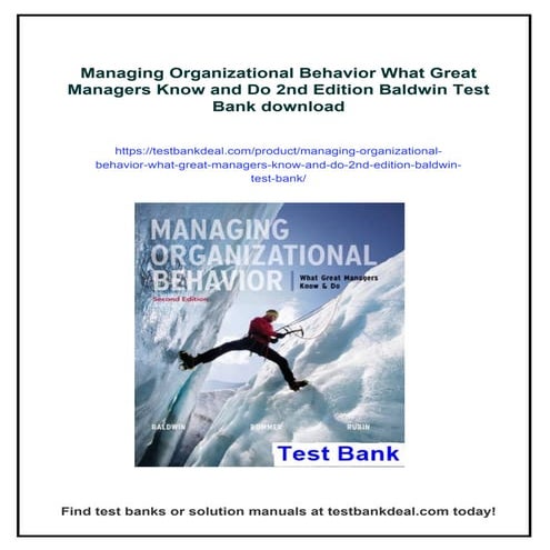 Managing Organizational Behavior What Great Managers Know and Do 2nd ...