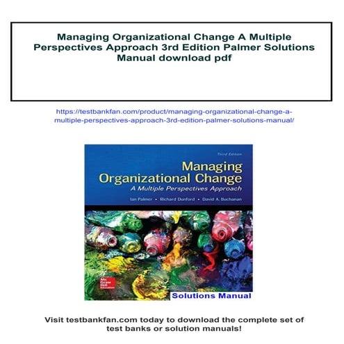 Managing Organizational Change A Multiple Perspectives Approach 3rd ...