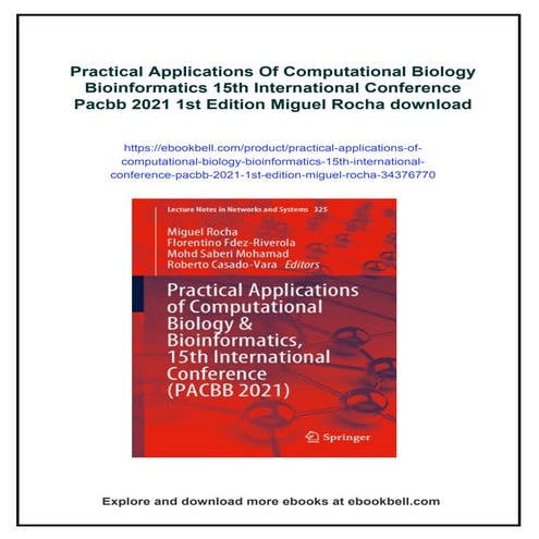 Practical Applications Of Computational Biology Bioinformatics 15th ...