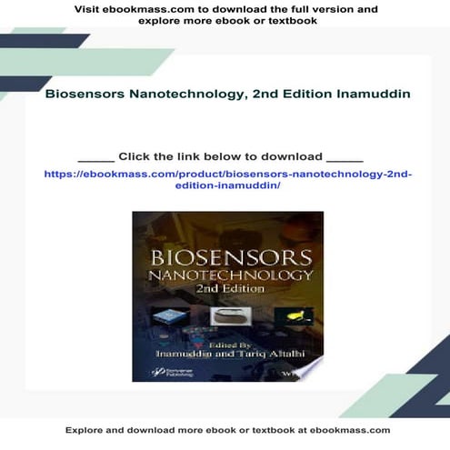 Biosensors Nanotechnology, 2nd Edition Inamuddin | PDF