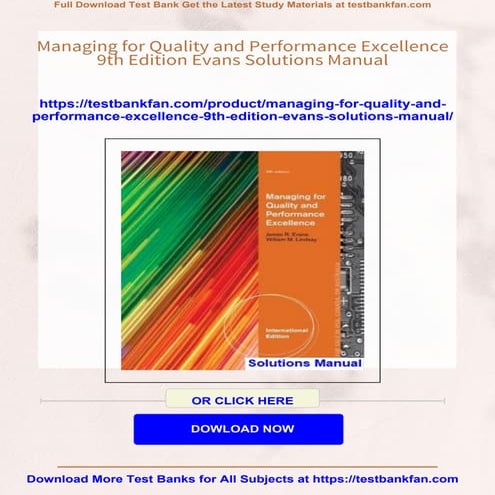 Managing for Quality and Performance Excellence 9th Edition Evans ...