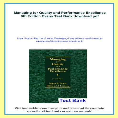 Managing for Quality and Performance Excellence 9th Edition Evans Test ...