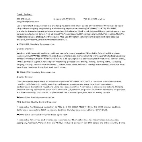 David Padgett resume | DOCX