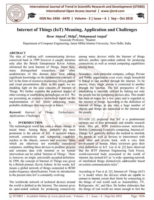 A Literature Review On Internet Of Things (IoT) | PDF