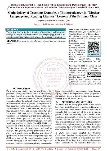 National Traditions and Customs in the Family Upbringing of Karakalpak ...