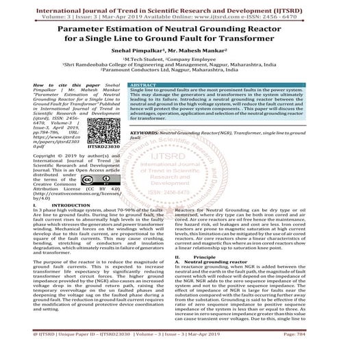 Parameter Estimation of Neutral Grounding Reactor for a Single Line to ...
