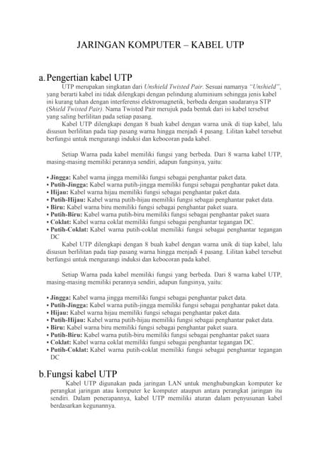 Pengkabelan UTP Straight dan Crossover-Tsania | PPTX