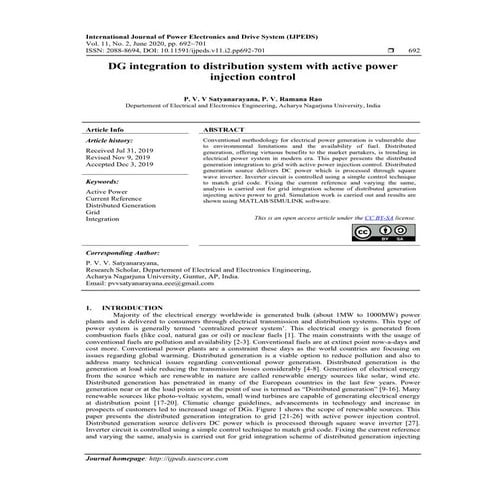 DG integration to distribution system with active power injection control | PDF