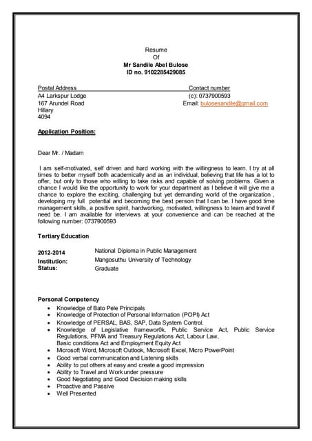 Curriculum Vitae.docx of Thato | PDF