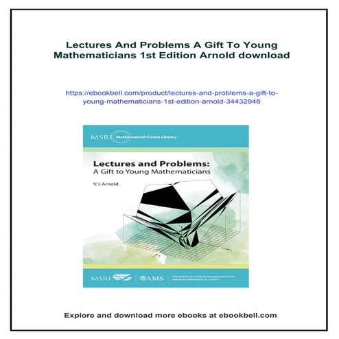 Lectures And Problems A Gift To Young Mathematicians 1st Edition Arnold ...