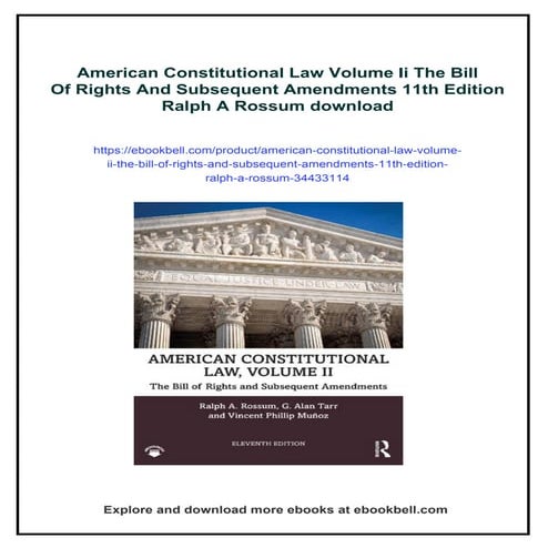 American Constitutional Law Volume Ii The Bill Of Rights And Subsequent ...
