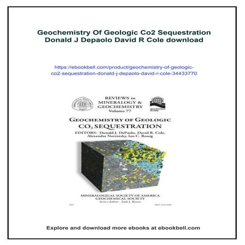 Geochemistry Of Geologic Co2 Sequestration Donald J Depaolo David R ...