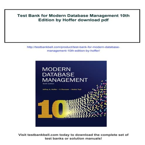 Test Bank for Modern Database Management 10th Edition by Hoffer | PDF