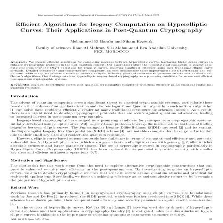 Efficient Algorithms for Isogeny Computation on Hyperelliptic Curves: Their Applications in Post ...