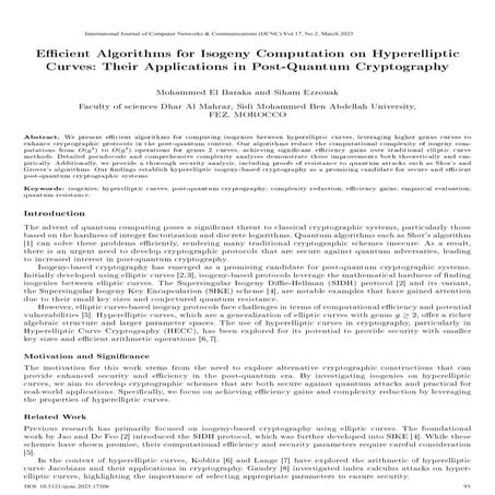 Efficient Algorithms for Isogeny Computation on Hyperelliptic Curves ...