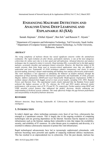 Enhancing Malware Detection And Analysis Using Deep Learning And