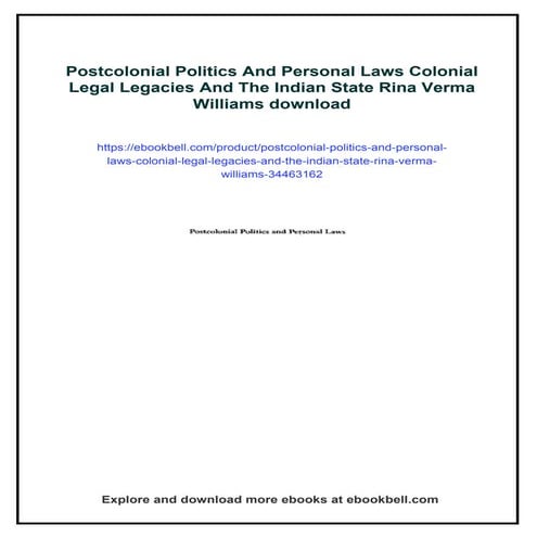 Postcolonial Politics And Personal Laws Colonial Legal Legacies And The ...