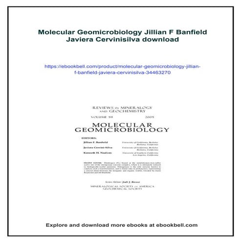 Molecular Geomicrobiology Jillian F Banfield Javiera Cervinisilva | PDF